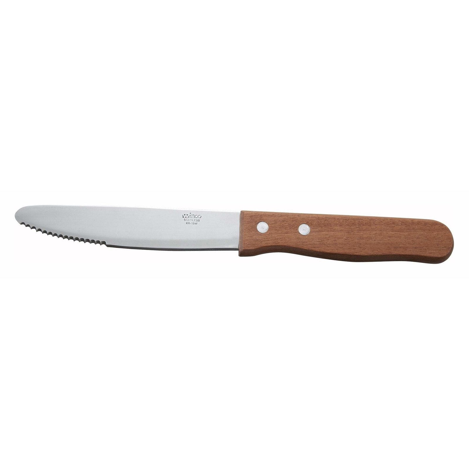Winco - KB-15W - Jumbo Steak Knives, 5" Blade, Wooden Hdl, Round Tip ...
